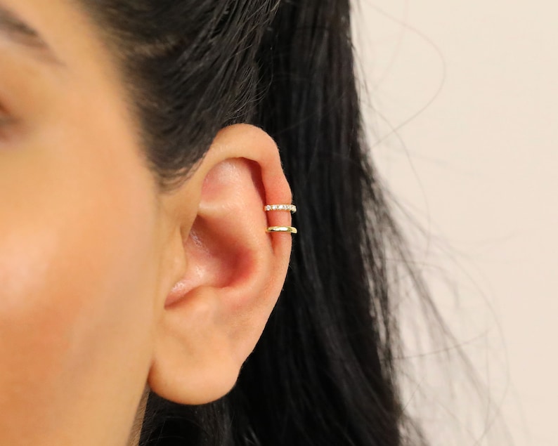 Dainty Ear Cuff No Piercing Double Band Ear Cuff Huggie - Etsy