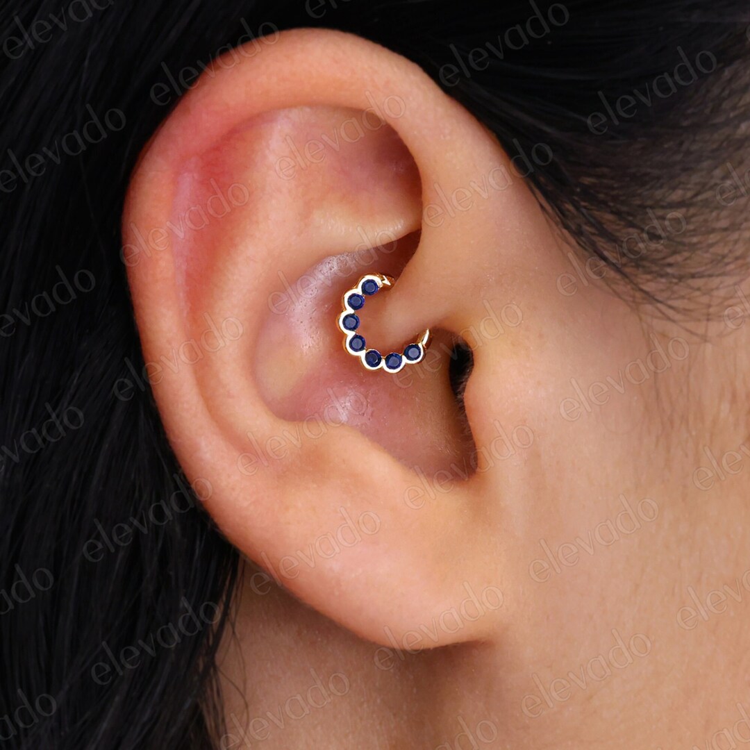 Sapphire Daith Clicker Hoops 16G/18G/20G Sapphire Nose Ring Conch Hoop ...