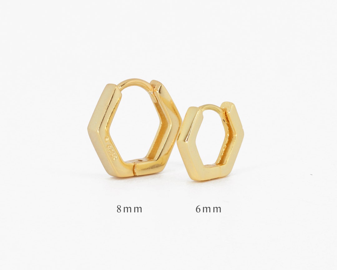 Hexagon Hoops • Small Hoop Earrings • Hoop Earrings • Dainty Hoops ...