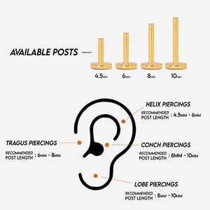 18G/16G Tiny Diamond Tragus Stud • Internal Thread • Conch Earring ...