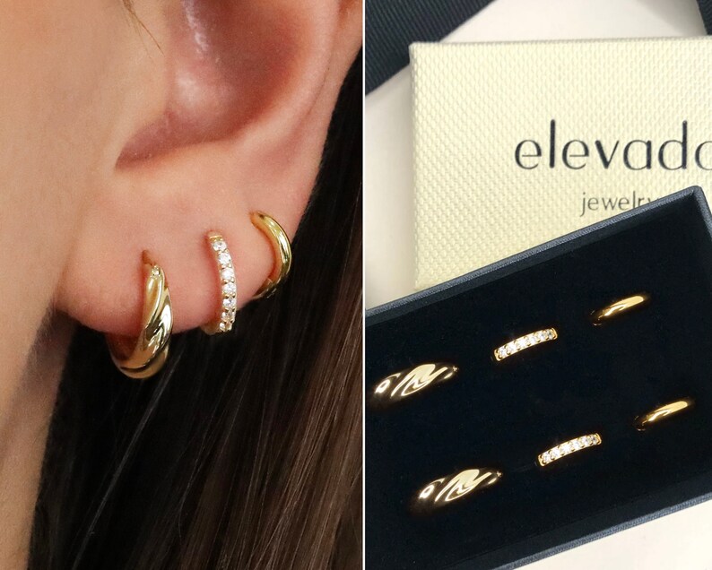 Huggie Hoop Stack Earring Gift Set Huggie Hoop Earrings - Etsy