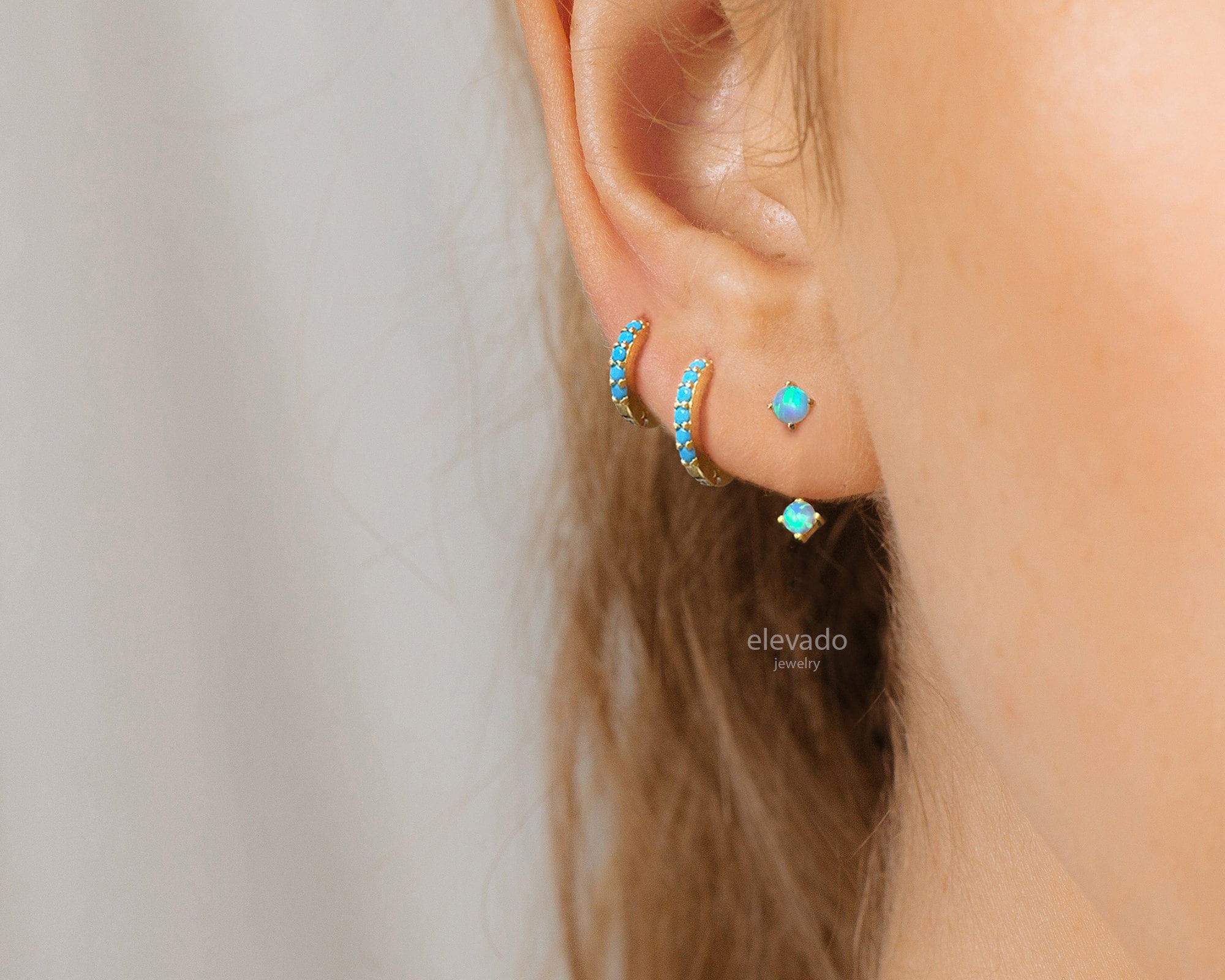 Blue Opal Front Back Earrings Opal Ear Jacket Dainty Ear | Etsy