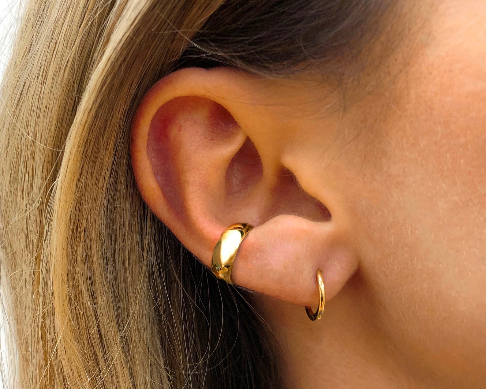 Thick Conch Hoop Earring Conch Ear Cuff No Piercing Gold - Etsy