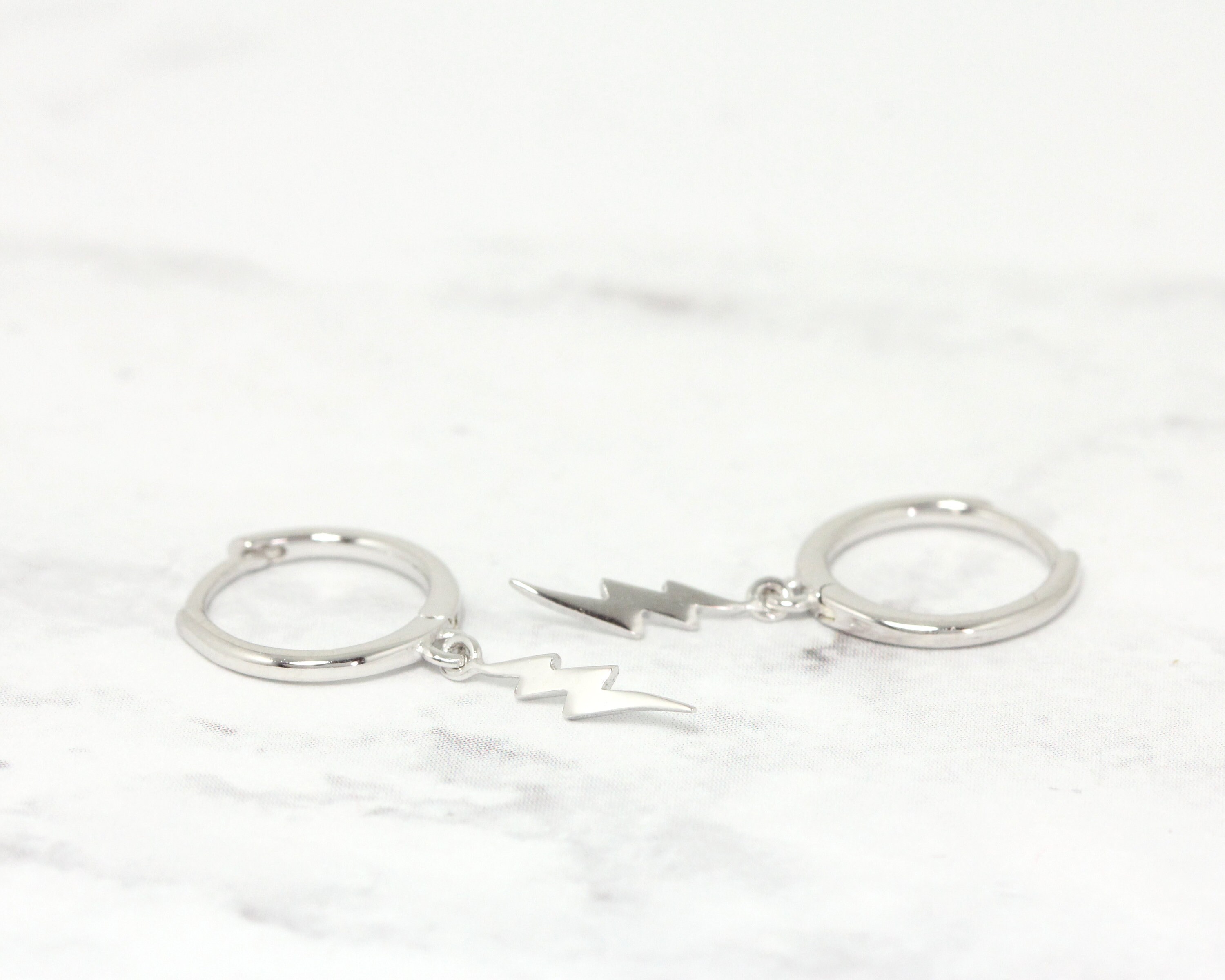 Lightning Bolt Hoop Earrings Lightning Bolt Earrings | Etsy