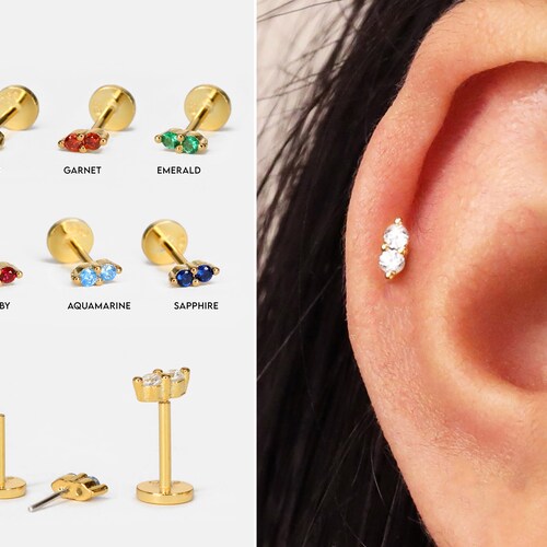 20G/18G Tiny Star Cartilage Threadless Push Pin Earrings - Etsy