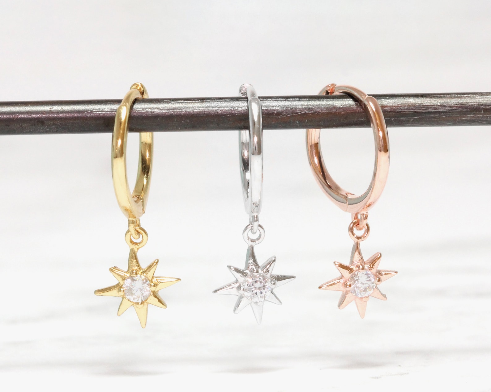 Star Hoop Gold Star Huggie Hoop Silver Star Hoop Star | Etsy