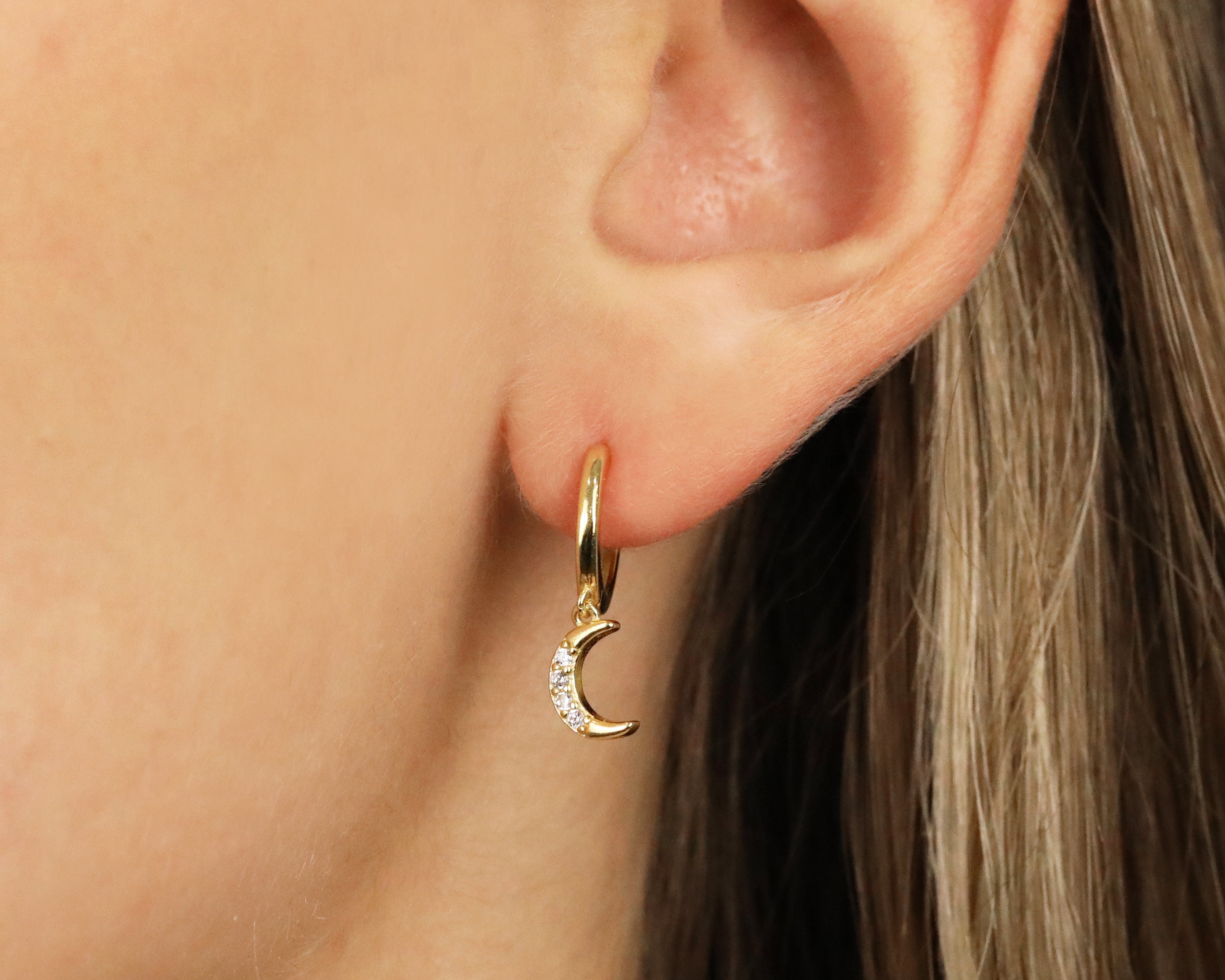 Mismatched Moon & Star Hoops Gold Star Hoop Earrings Gold - Etsy Canada