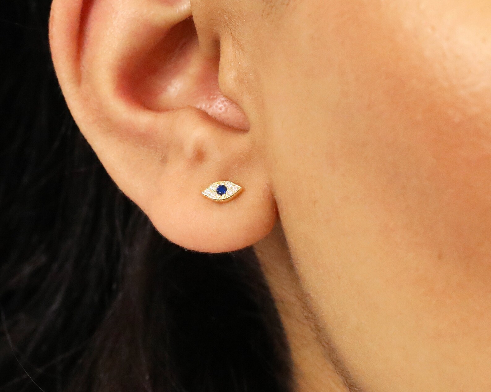 Tiny Evil Eye Stud Earrings CZ Dainty Earrings Eye Silver - Etsy