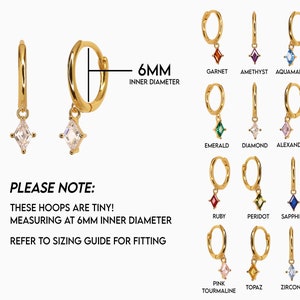 Tiny Garnet Dangle Rook Hoop Earring • Gemstone Helix Hoop • Rook ...