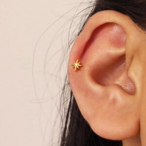 20G/18G Tiny Star Cartilage Threadless Push Pin Earrings • Gold Star ...