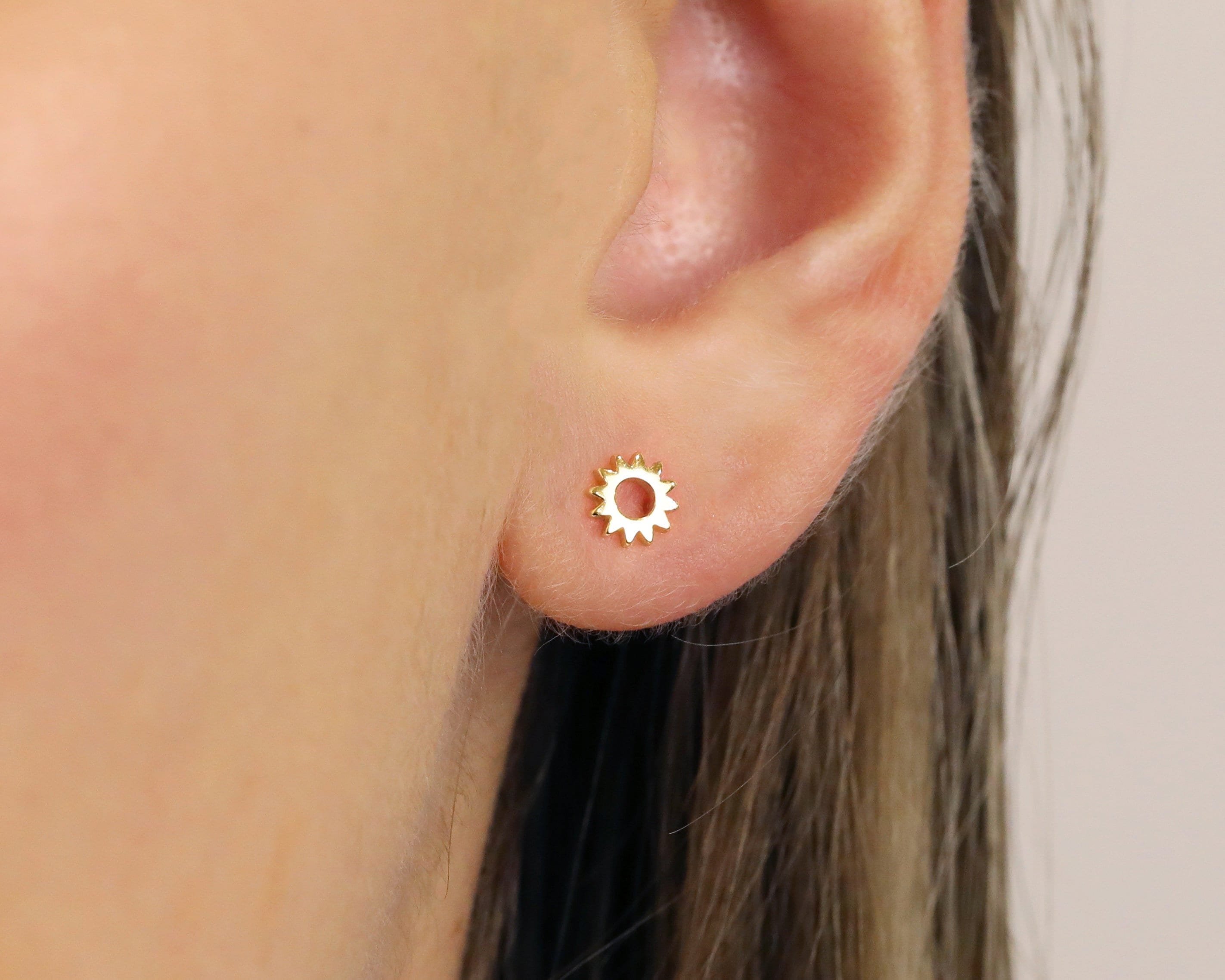 18k Gold Plated Sun Stud Earrings • Celestial Jewelry - Etsy