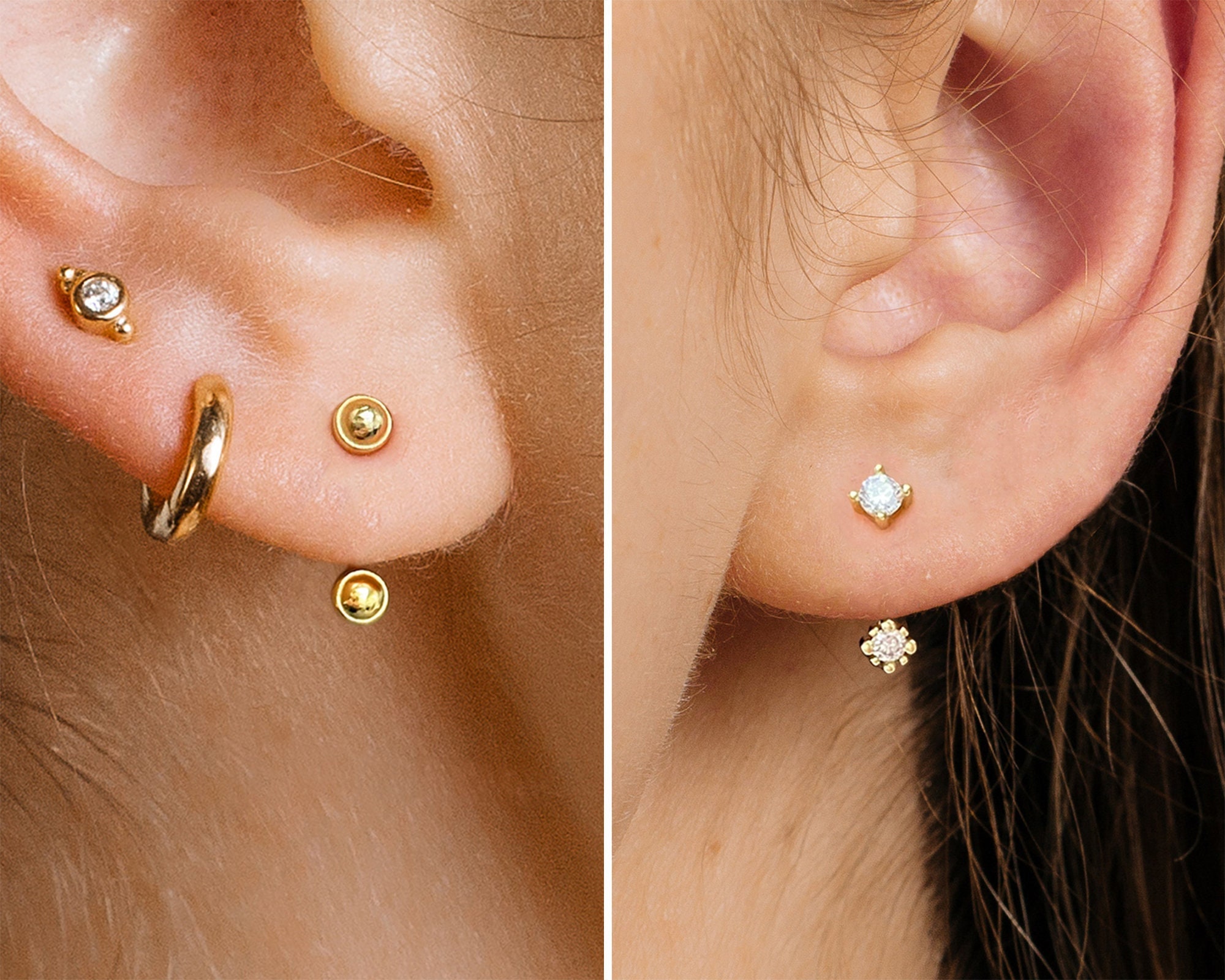 Dot Front Back Earrings Tiny Ear Jacket Dainty Ear Jacket | Etsy
