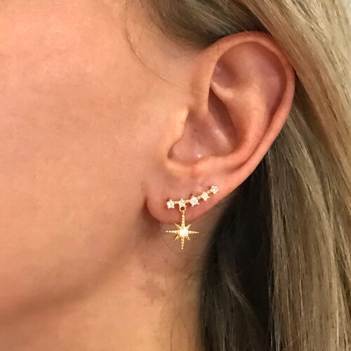 Set of 3 Mismatched Celestial Hoop Earrings Moon & Star - Etsy