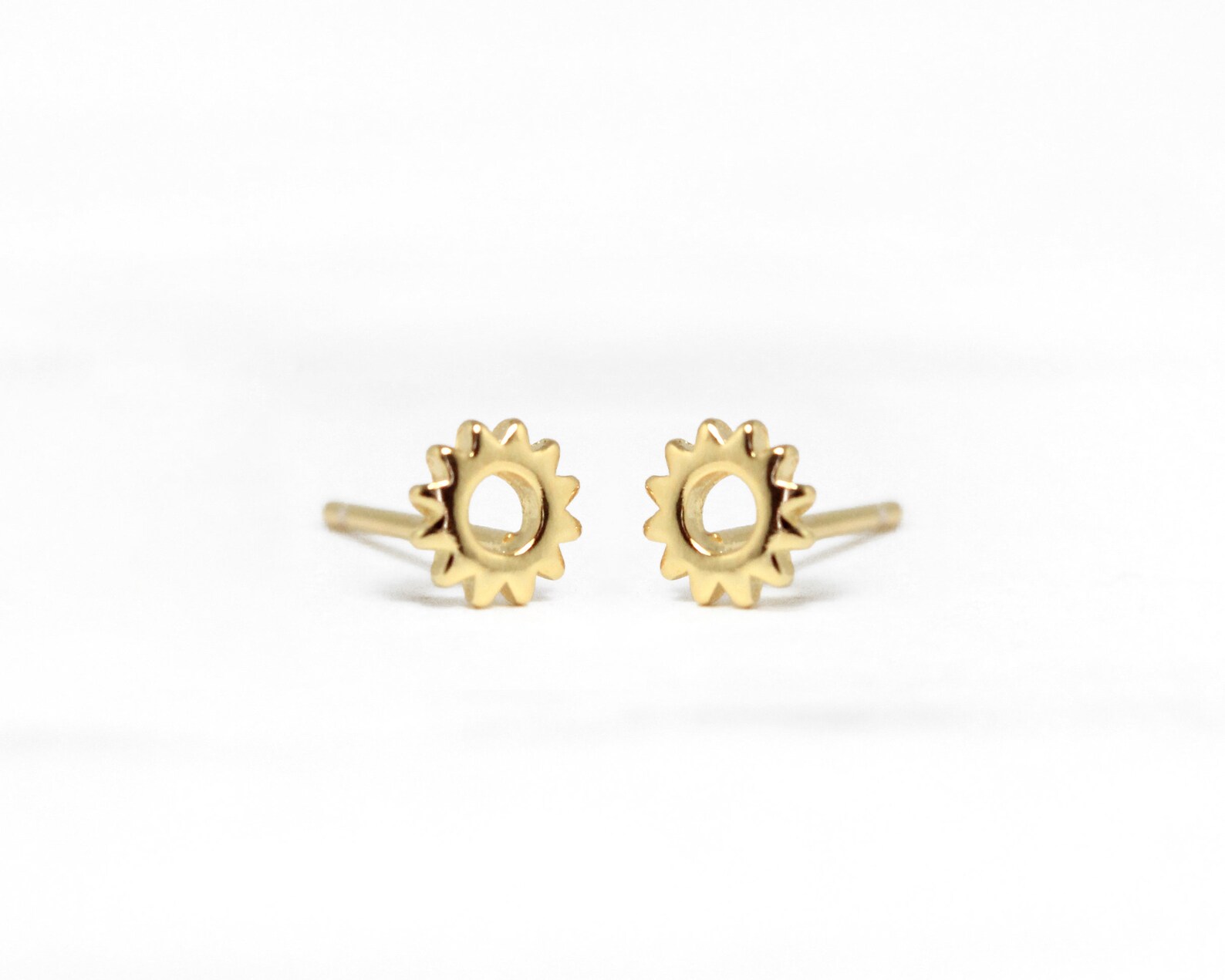 18k Gold Plated Sun Stud Earrings • Celestial Jewelry - Etsy