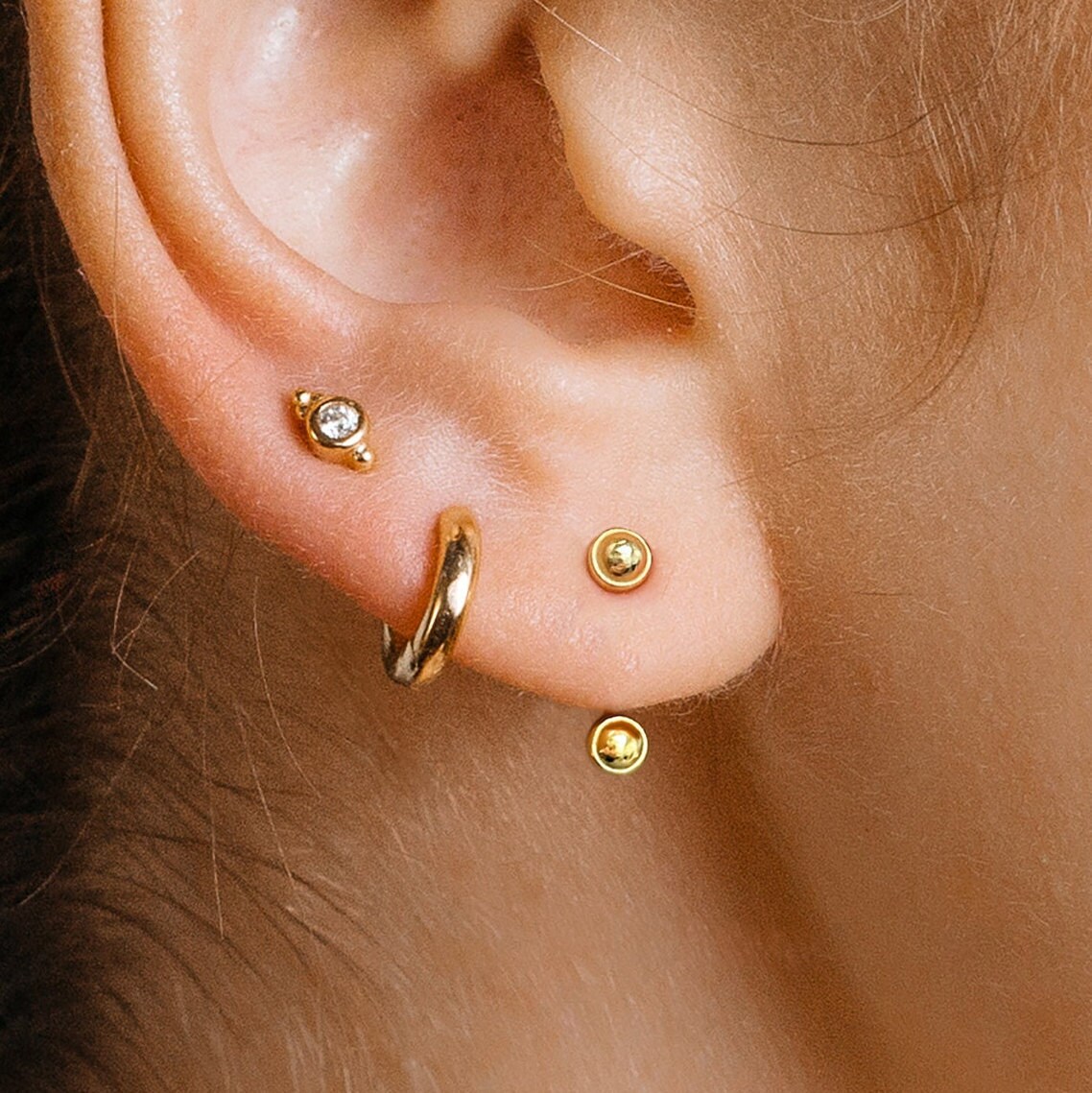 Dot Front Back Earrings Tiny Ear Jacket Dainty Ear Jacket | Etsy