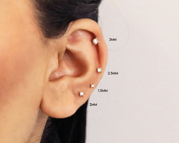 20G/18G/16G Threadless Gold Push Pin Labret Stud Solid 925 - Etsy