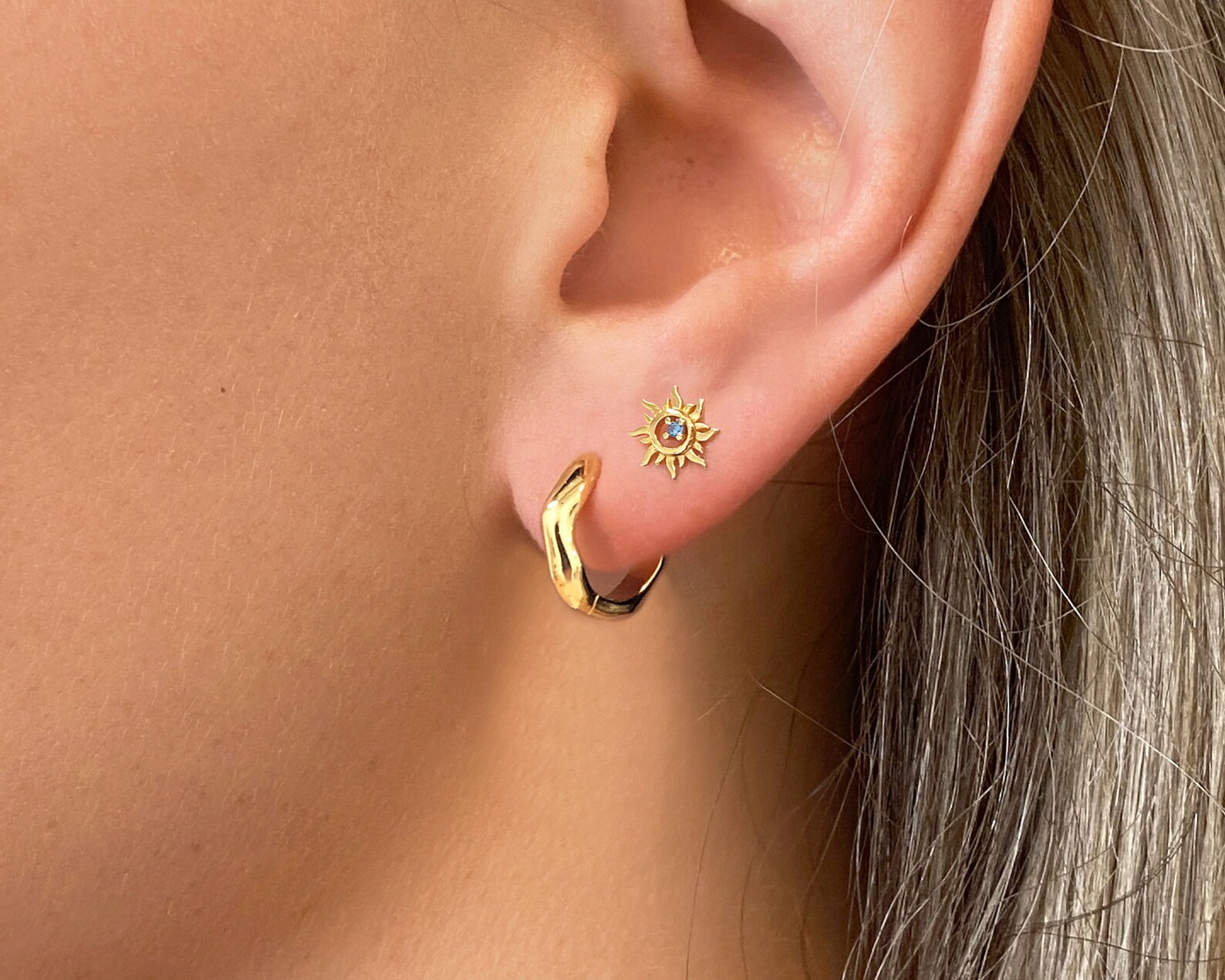 Sun Studs Dainty Earrings Sun Stud Earrings Gold Sun | Etsy