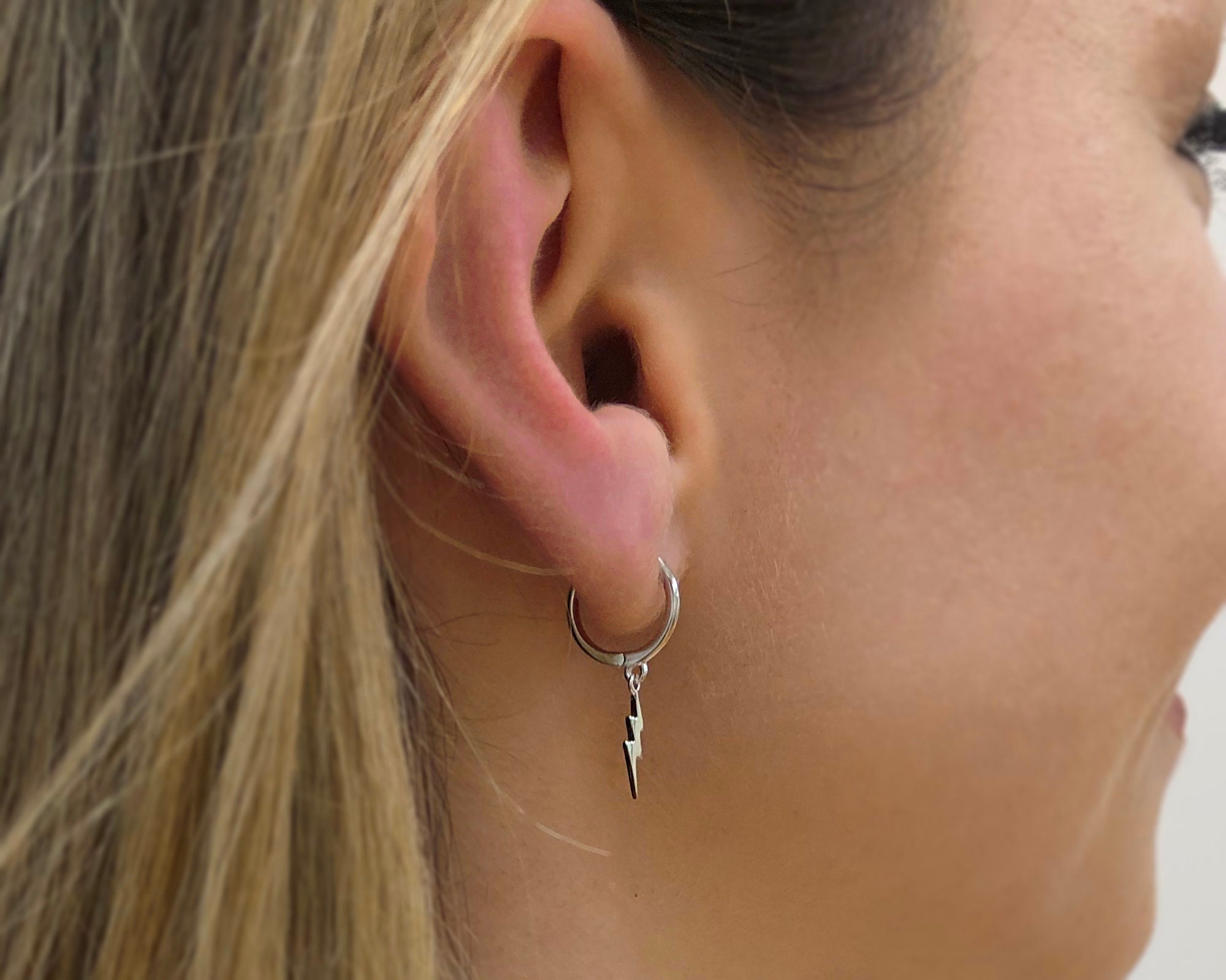Lightning Bolt Hoop Earrings Lightning Bolt Earrings | Etsy