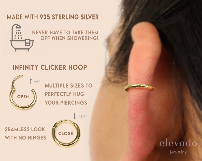 16G/18G/20G Solid Clicker Hoops CZ Hinged Clicker Hoops - Etsy
