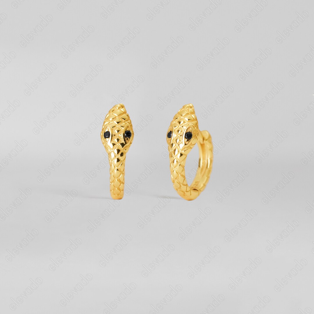 Serpent Huggie Hoop Earrings • Small Snake Hoop Earrings • Tiny Hoop ...