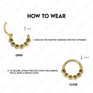 Peridot Cartilage Clicker Hoops • 16G/18G/20G • Peridot Nose Ring ...