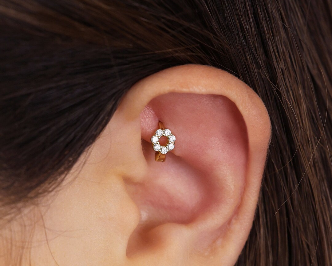 Tiny Flower Rook Hoop Earring • Helix Hoop • Rook Earring • Helix ...