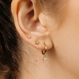 Hoop Dangle Earrings Charm Hoops Gold Huggie Hoop Earrings - Etsy