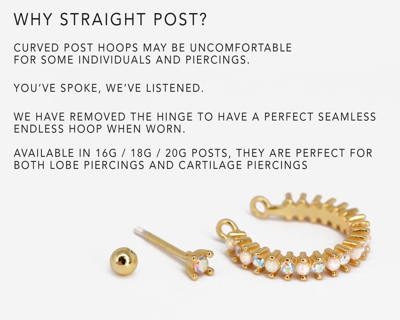 16G/18G/20G Everyday Gold Conch Cartilage Hoops Straight - Etsy