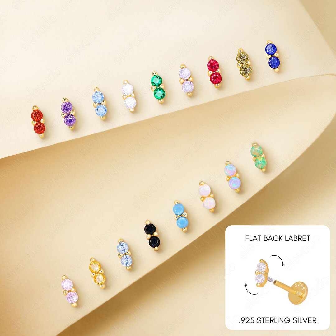 18G/16G Dainty Double Cartilage Gold Stud Earrings • Conch Earrings • Tiny Studs • Cartilage ...