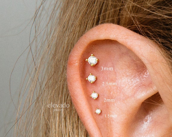 20G/18G/16G Threadless Gold Push Pin Labret Stud Solid 925 - Etsy