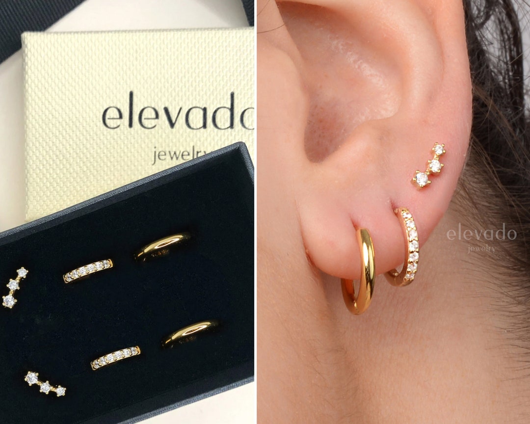 Huggie Hoop Earring Stack Gift for Her Bridesmaid Gift - Etsy