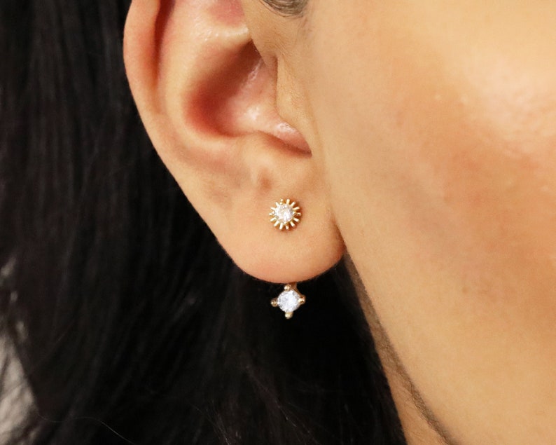 Sun Front Back Earrings Ear Jacket Dainty Ear Jacket Ear - Etsy