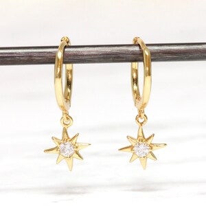 Dainty Star Hoop Gold Star Huggie Hoop Silver Star Hoop - Etsy