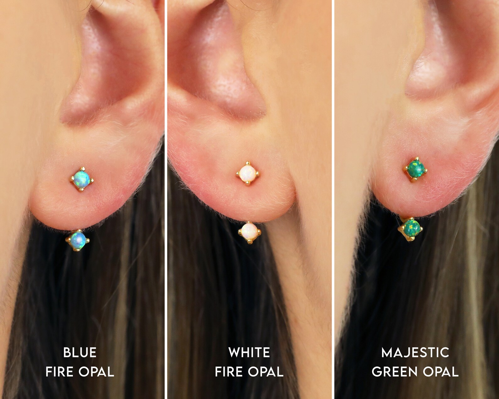 Blue Opal Front Back Earrings Opal Ear Jacket Dainty Ear - Etsy