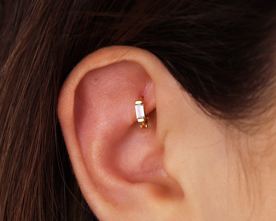 Tiny Diamond Rook Hoop Earring • Helix Hoop • Rook Earring • Helix ...