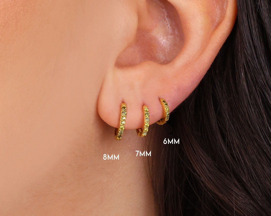 Peridot Huggie Hoop Earrings Gold Conch Hoop Cartilage Hoop Hoop ...