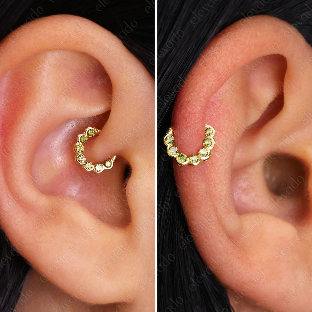 Peridot Cartilage Clicker Hoops 16G/18G/20G Peridot Nose Ring Helix ...