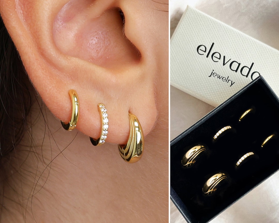 Wavy Huggie Hoop Earring Gift Set Huggie Hoop Earring Stack Earring Set ...