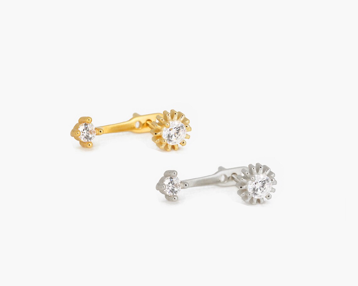Sun Front Back Earrings Ear Jacket Dainty Ear Jacket Ear - Etsy