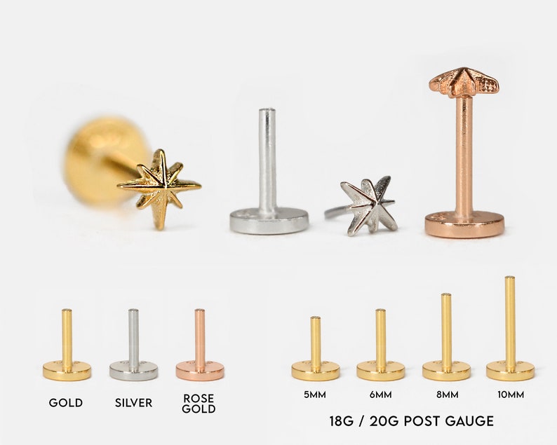 20G/18G Tiny Star Cartilage Threadless Push Pin Earrings - Etsy