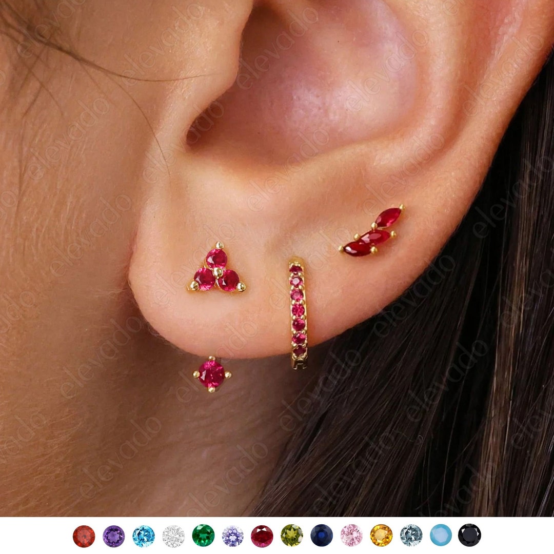 Ruby Floral Birthstone Earring Set by Elevado Perfect Simple Earrings ...