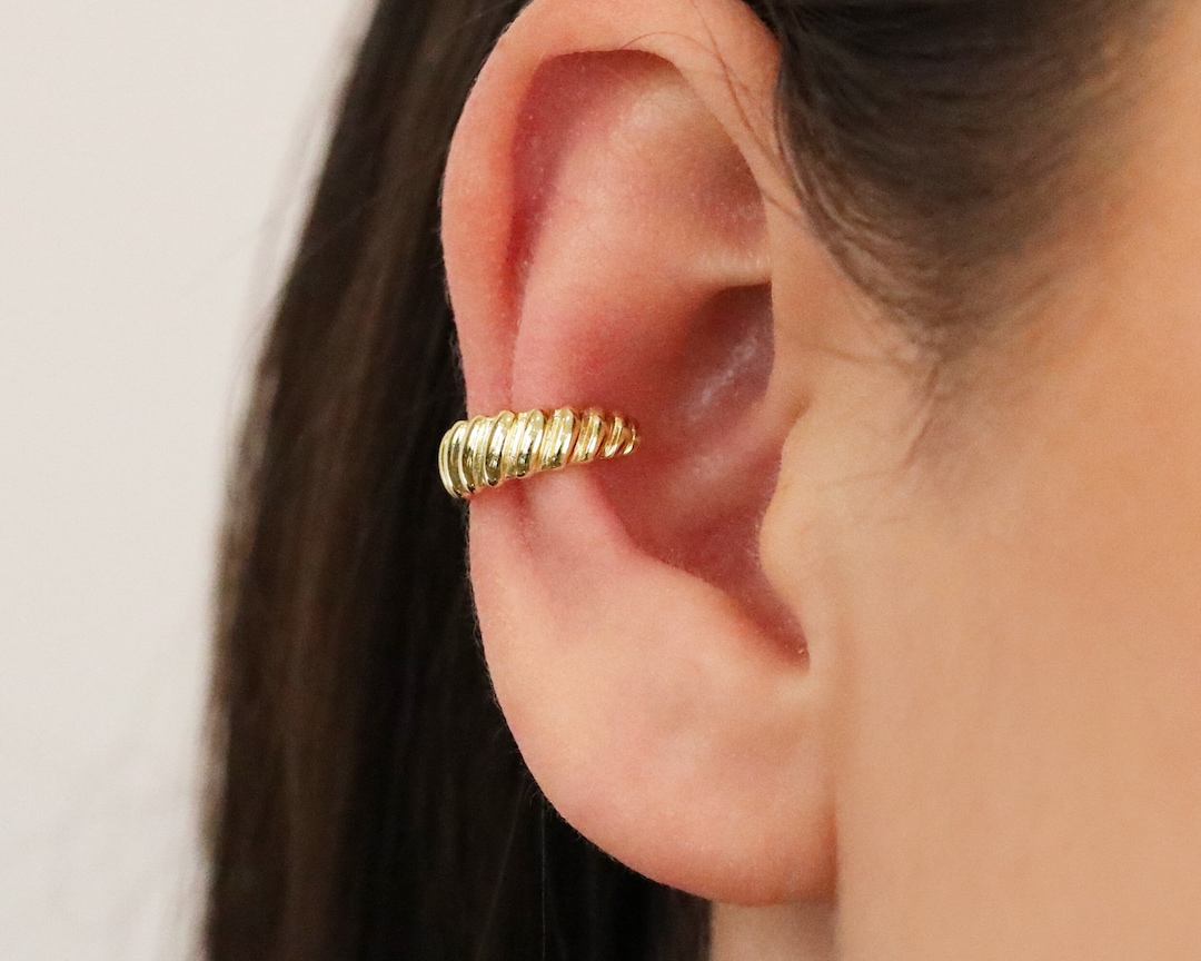 Croissant Thick Ear Cuff • Ear Cuff No Piercing • Gold Ear Cuff • Ear ...