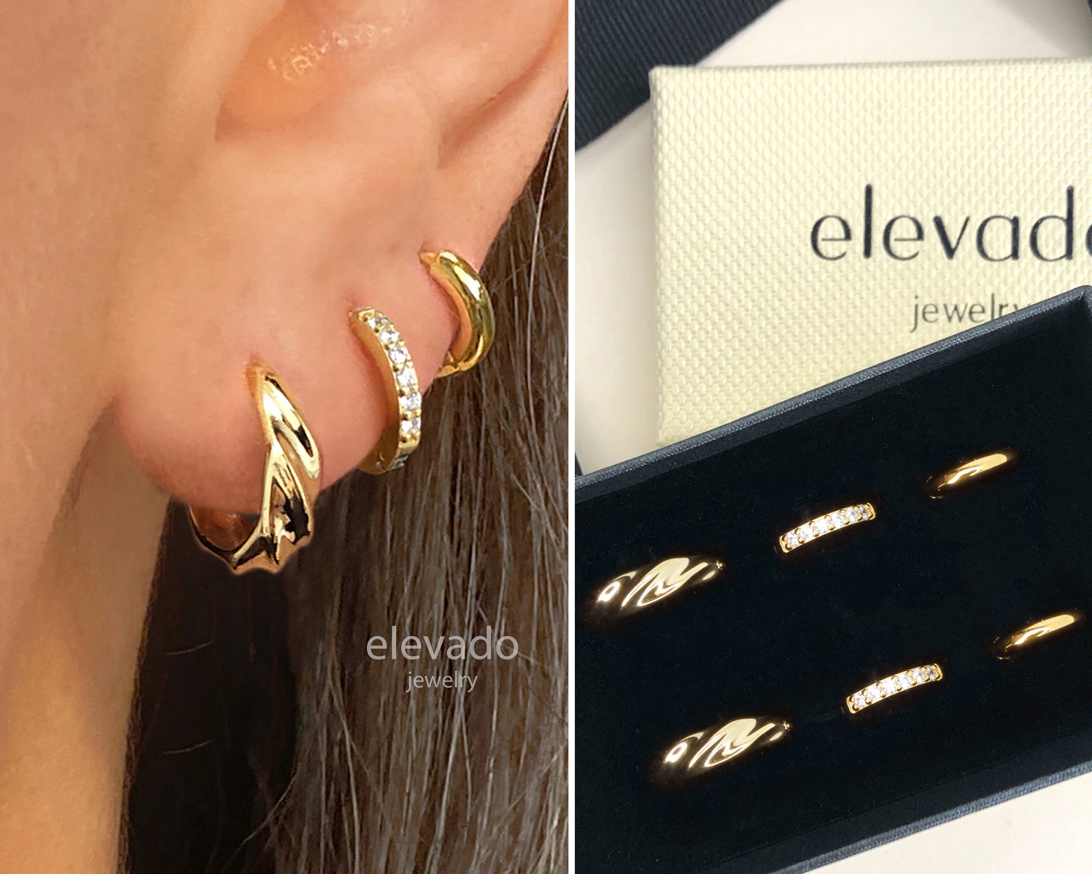 Huggie Hoop Stack Earring Gift Set Huggie Hoop Earrings | Etsy