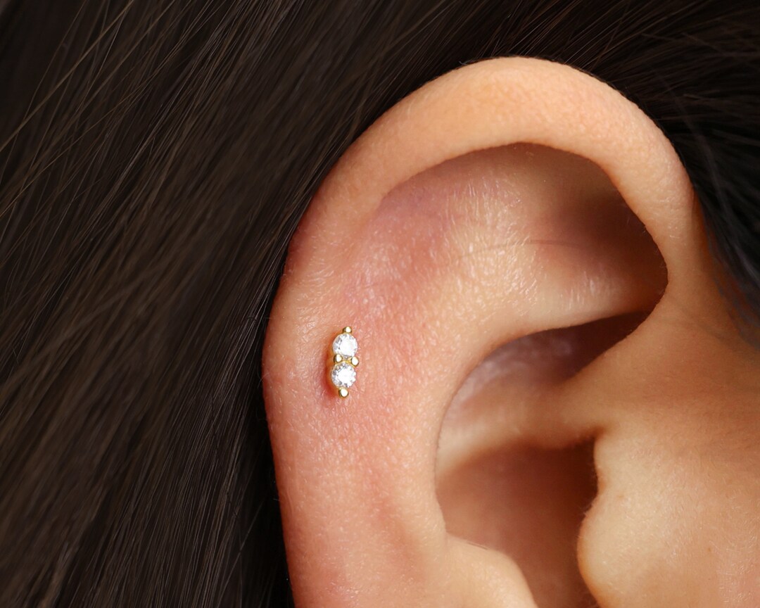 18G/20G Double Dainty Cartilage Threadless Push Pin Earrings • Conch ...