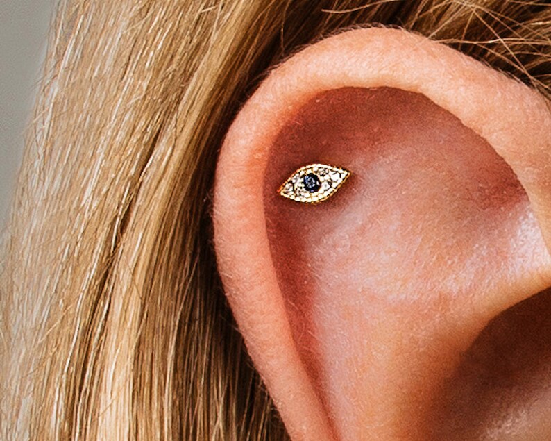 Tiny Evil Eye Stud Earrings CZ Dainty Earrings Eye Silver | Etsy