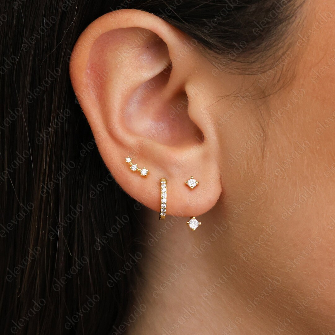 Front Back Earring Set • Ear Jacket • Dainty Ear Jacket • Gold Earrings ...