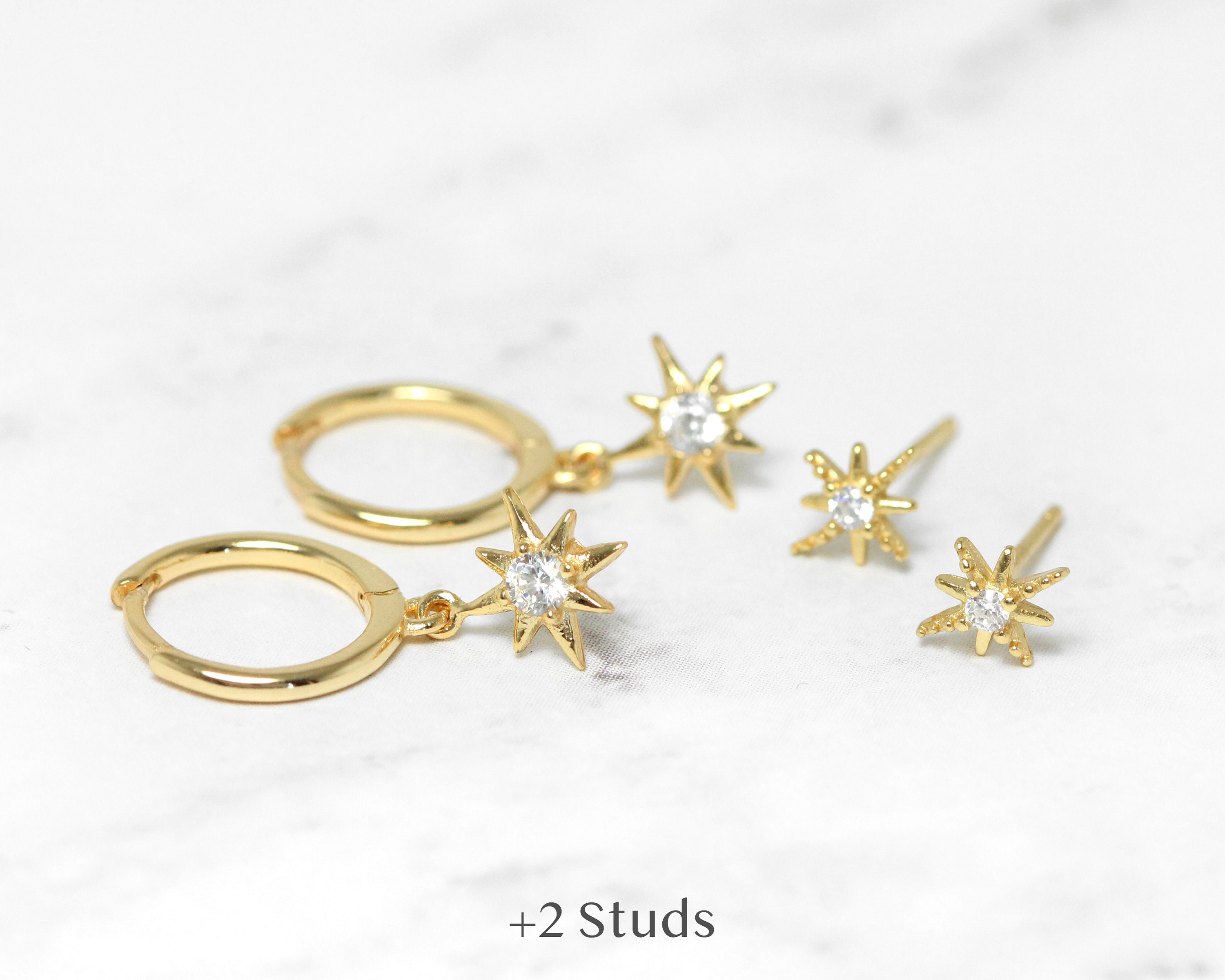 Star Hoop Gold Star Huggie Hoop Silver Star Hoop Star | Etsy