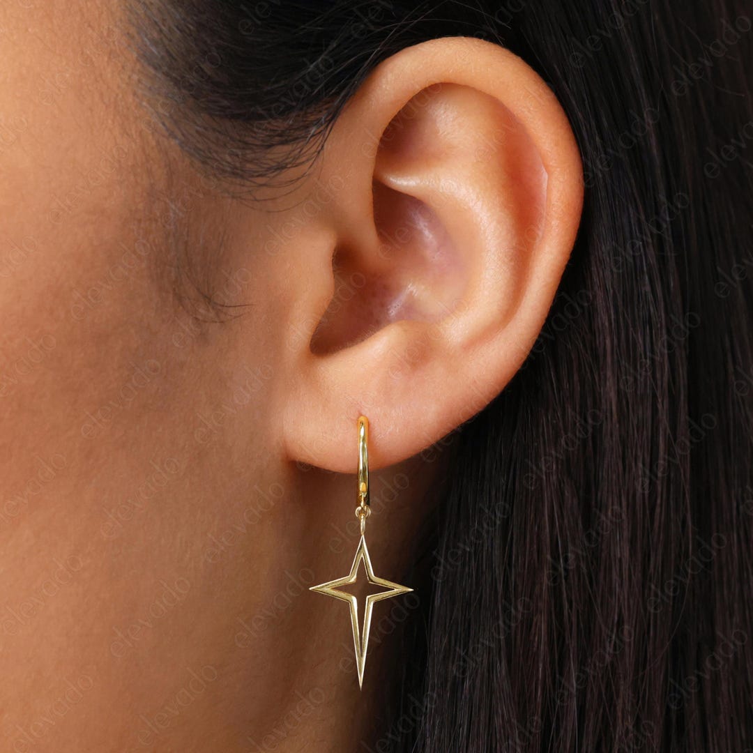 Star Hoop • Gold Star Huggie Hoop • Silver Star Hoop • Star Dangle ...