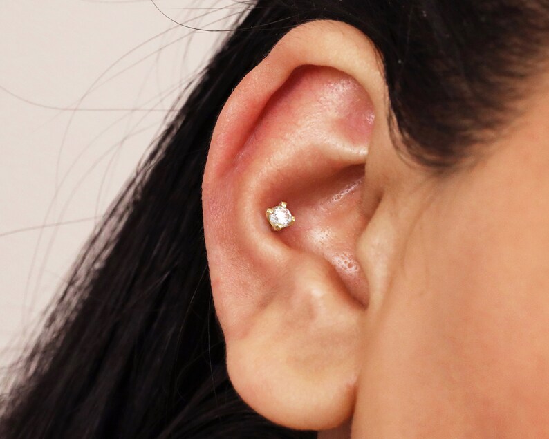 20G/18G/16G Threadless Gold Push Pin Labret Stud Solid 925 - Etsy