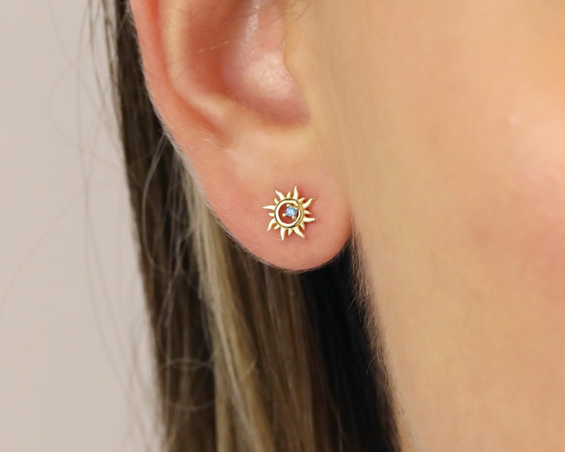 Sun Studs Dainty Earrings Sun Stud Earrings Gold Sun - Etsy